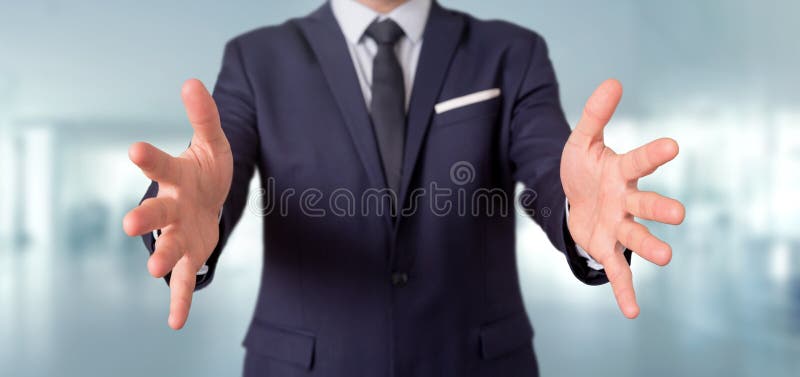 Empty Holding Hands of a Businessman at the Office Stock Image - Image ...