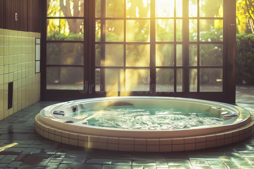 View of an Empty Jacuzzi in a House Stock Illustration - Illustration ...