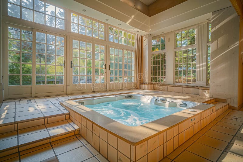 View of an Empty Jacuzzi in a House Stock Illustration - Illustration ...