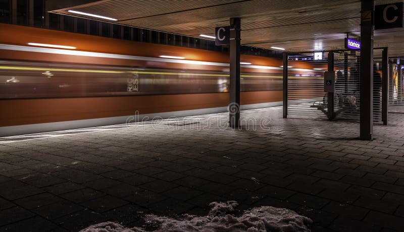 Metro station on the night stock image. Image of rear - 110737599