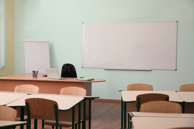 View of Empty Modern Classroom Stock Image - Image of private, empty ...