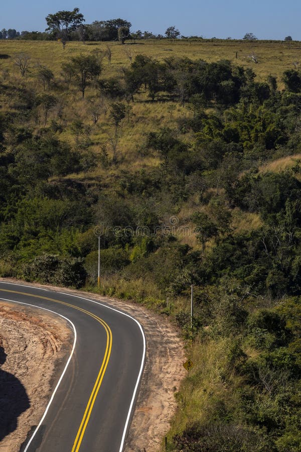 View of an Empty Paved Rural Road, Flanked by Atlantic Forest and ...
