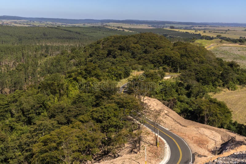 View of an Empty Paved Rural Road, Flanked by Atlantic Forest and ...