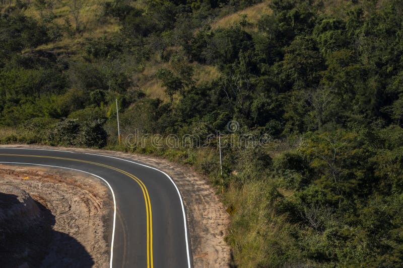 View of an Empty Paved Rural Road, Flanked by Atlantic Forest and ...