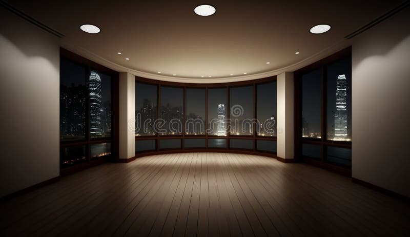 The View Empty Room with Glass Windows, Illustration, Generative AI ...