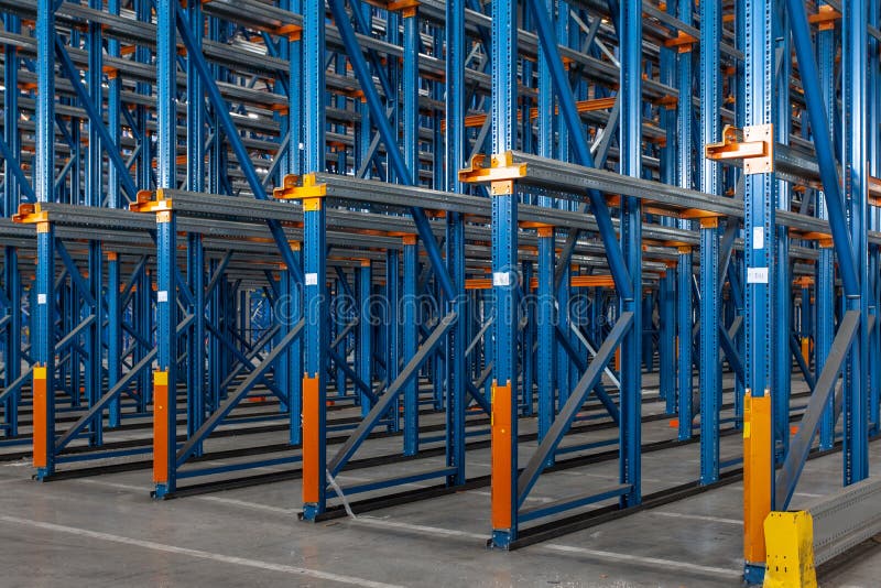 View of Empty Storage Racks in a Warehouse Stock Image - Image of racks ...