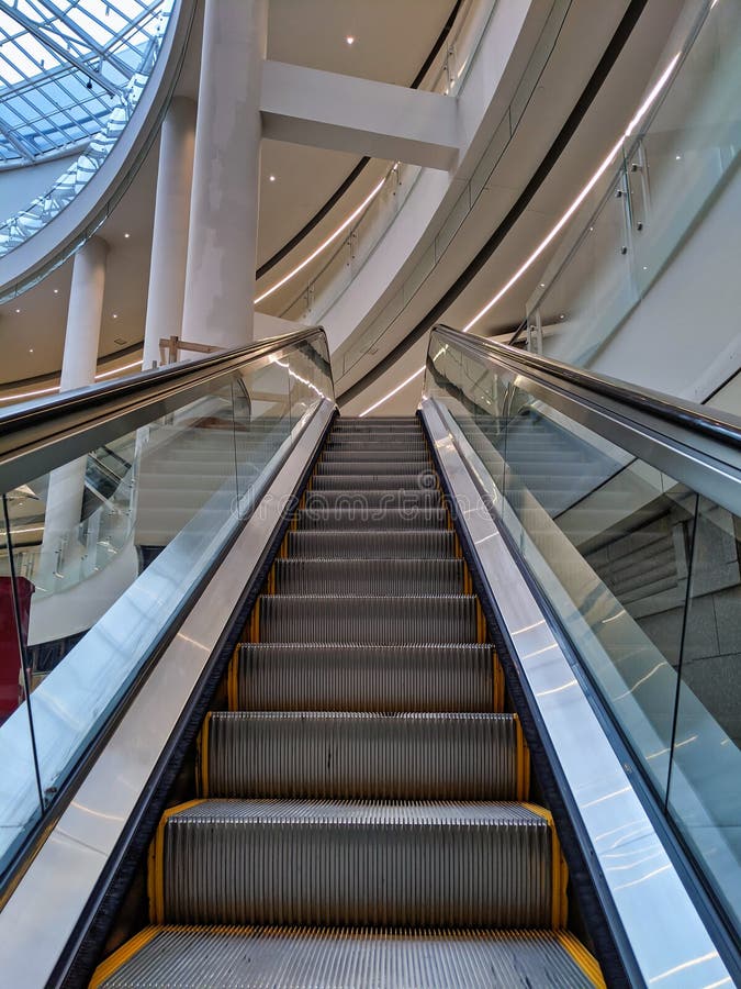 Escalator Steps Inside a Building, Leading Up To Another Level Stock ...