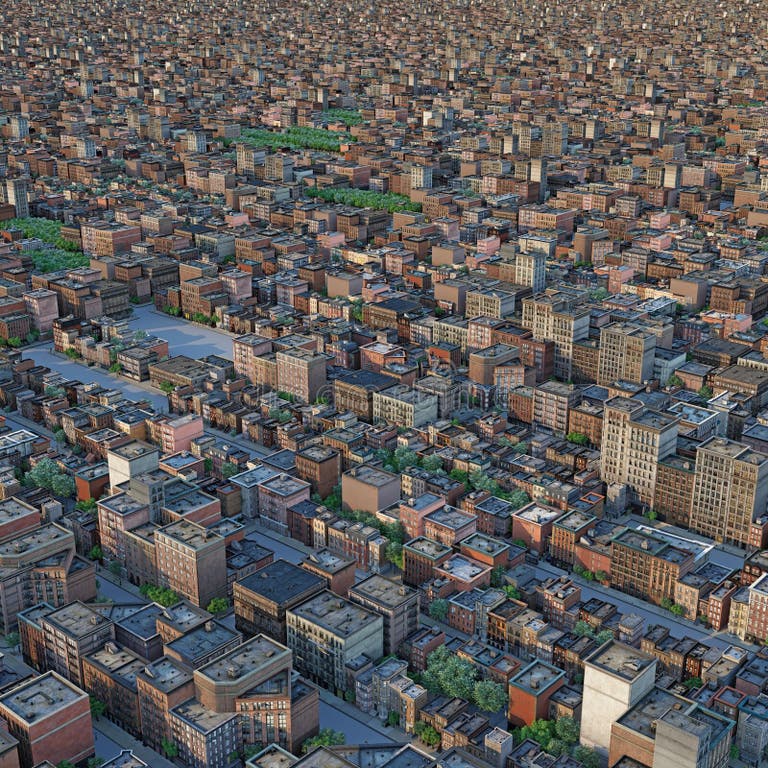 View of the Endless City Landscape. Stock Illustration - Illustration ...