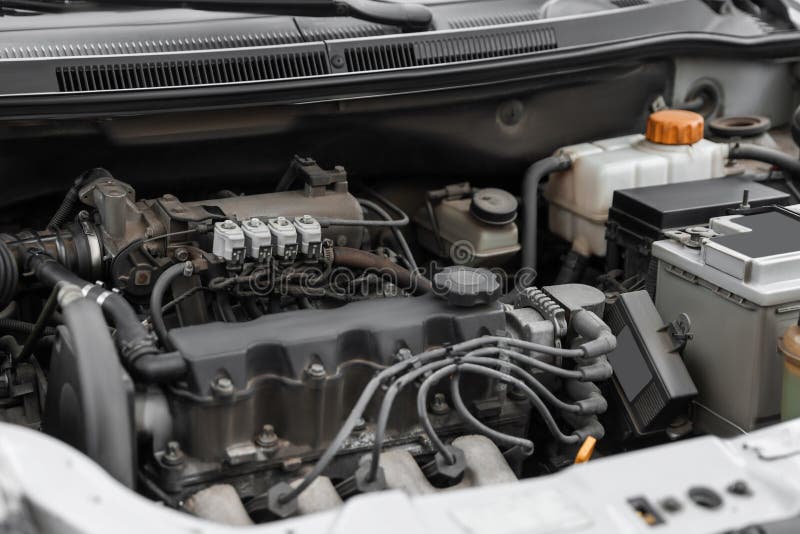 View of Engine Bay in Modern Car Stock Image - Image of mechanic ...