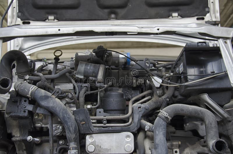 The Engine Bonnet of a Crashed Car Stock Image - Image of ...