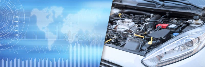 View of Engine Compartment; Panoramic Banner Stock Photo - Image of ...