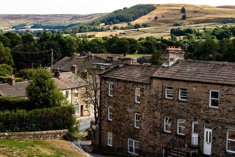 The View from the English Town of Reeth in the Yorkshire Dales Stock ...