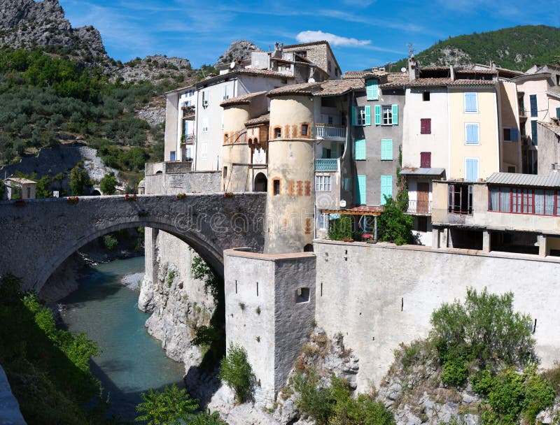 View on Entrevaux stock photo. Image of ancient, river - 16126068