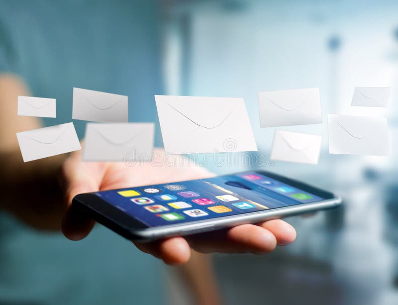 Envelope Message Displayed on a Futuristic Email Interface - 3d Stock ...