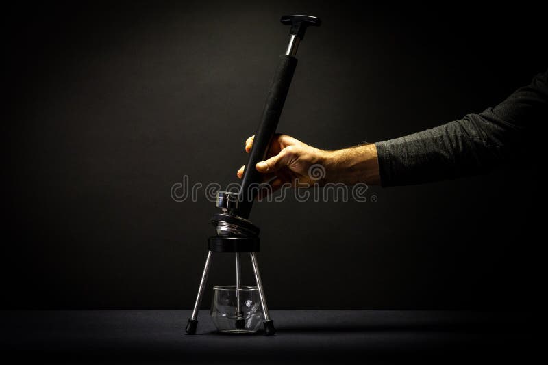View of Espresso Forge and Accessories in Dark Background Stock Photo ...