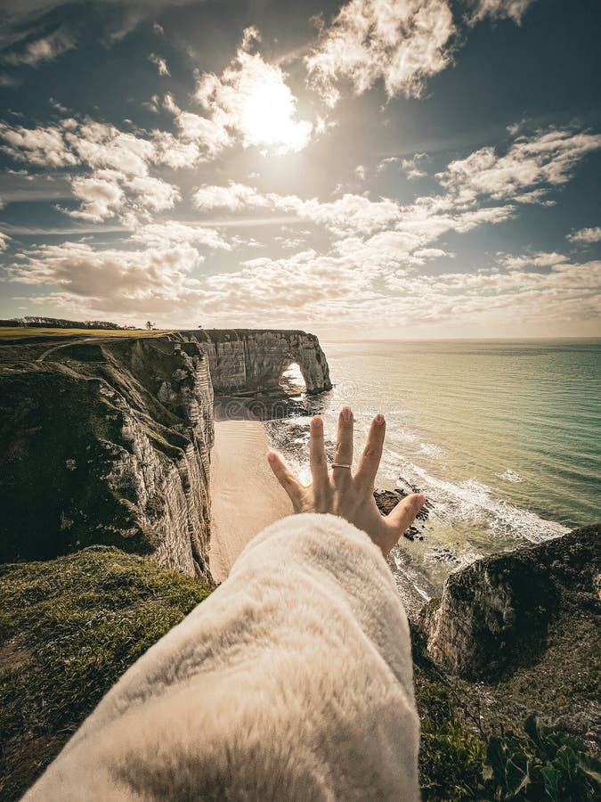 View of Etretat White Cliffs in Normandy, France Stock Photo - Image of ...