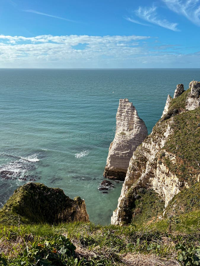 View of Etretat White Cliffs in Normandy, France Stock Photo - Image of ...