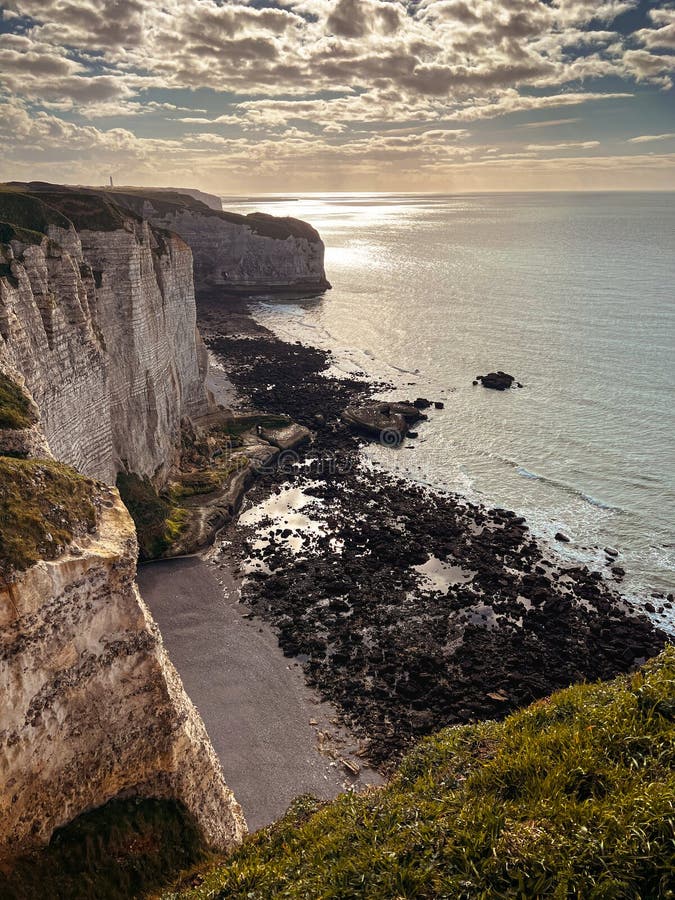 View of Etretat White Cliffs in Normandy, France Stock Photo - Image of ...
