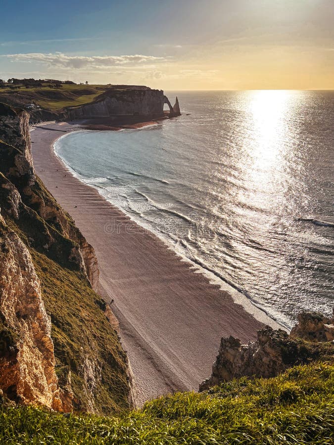 View of Etretat White Cliffs in Normandy, France Stock Image - Image of ...
