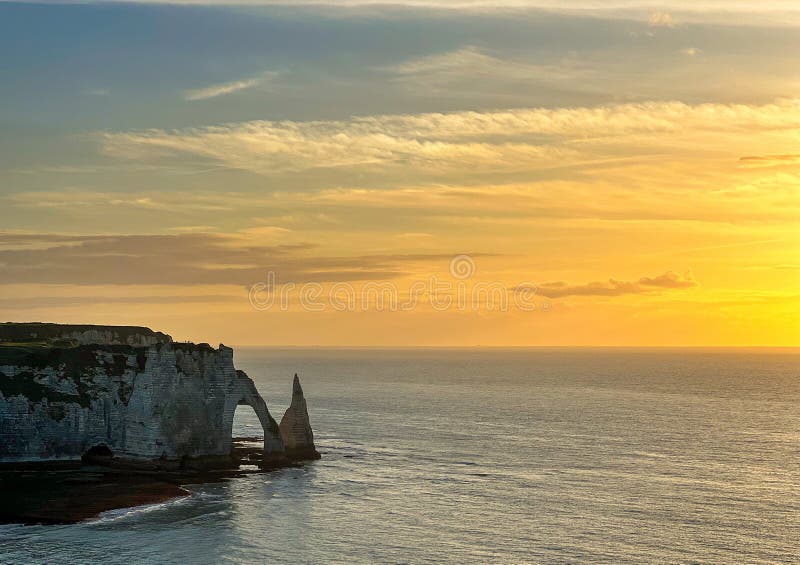 View of Etretat White Cliffs in Normandy, France Stock Photo - Image of ...