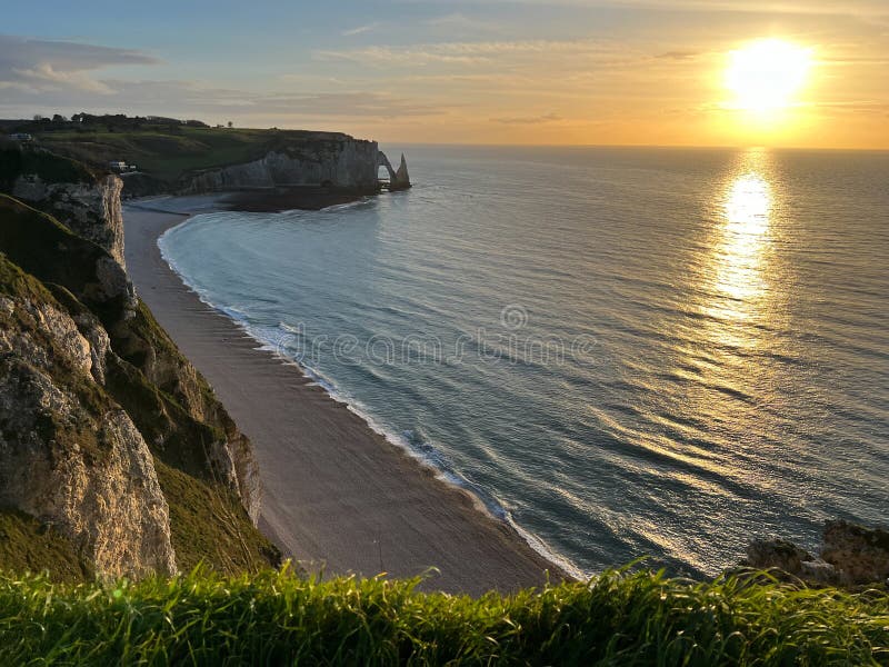 View of Etretat White Cliffs in Normandy, France Stock Photo - Image of ...