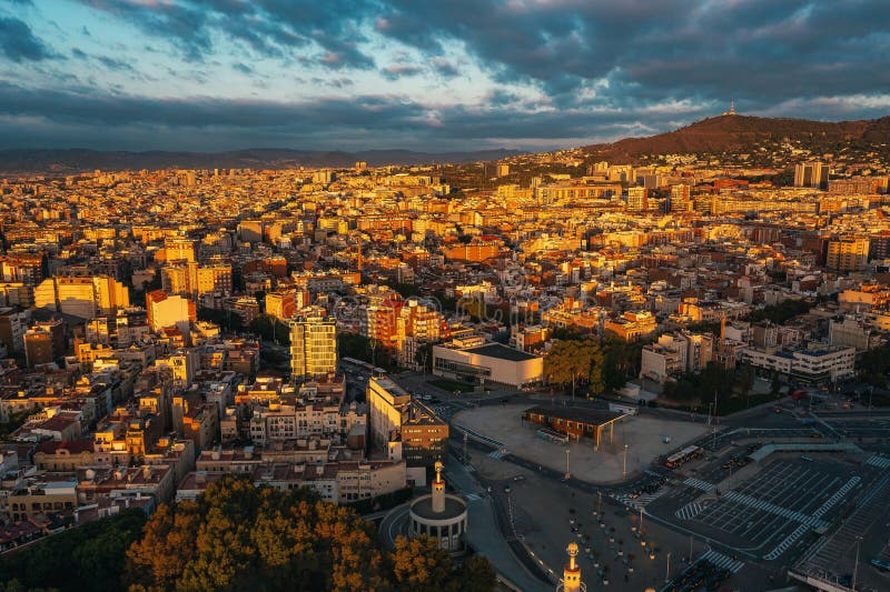 View of a European City in Rays of the Setting Sun Editorial Stock ...