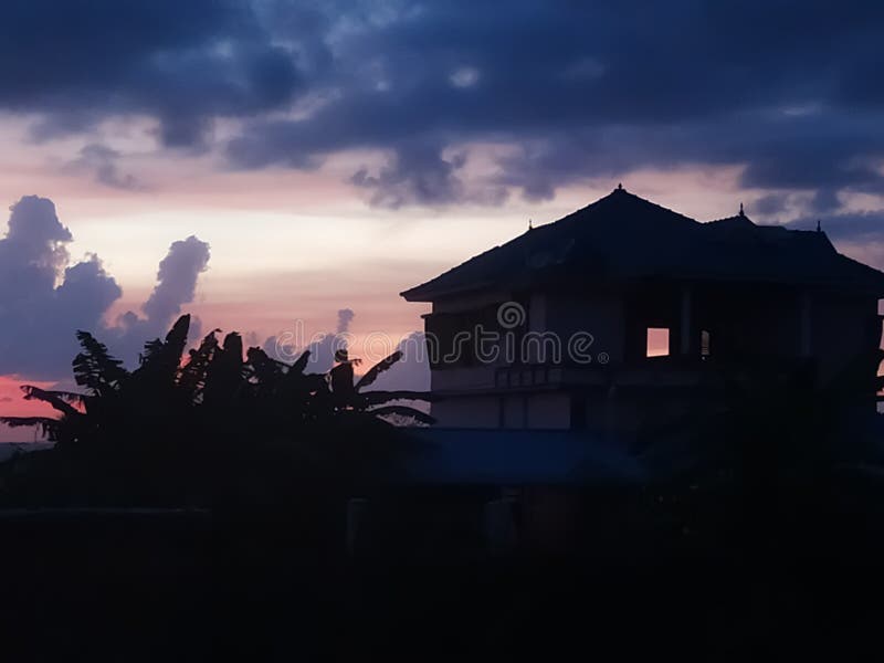 View of Evening Sky Over the Dark Building Stock Photo - Image of night ...