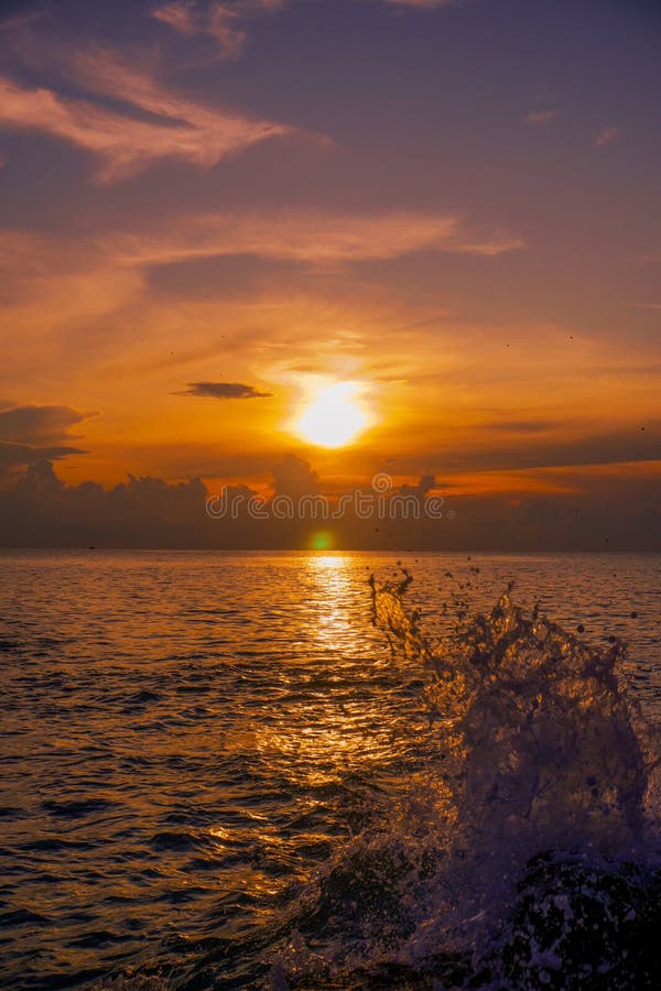 Sunset Scene Background in the Ocean Stock Photo - Image of outdoor ...