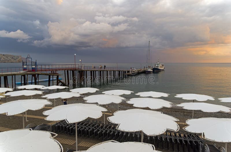 View of Evening Sunset Sky from the Empty Beach Editorial Image - Image ...