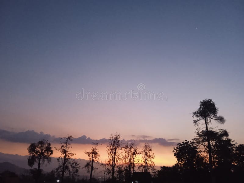 The View in the Evening is Very Beautiful in the Village Stock Photo ...