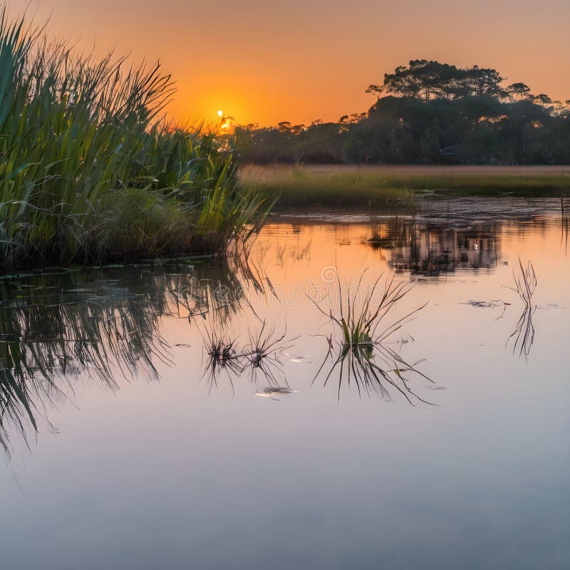 A view of the Everglades stock illustration. Illustration of reflection - 321053128