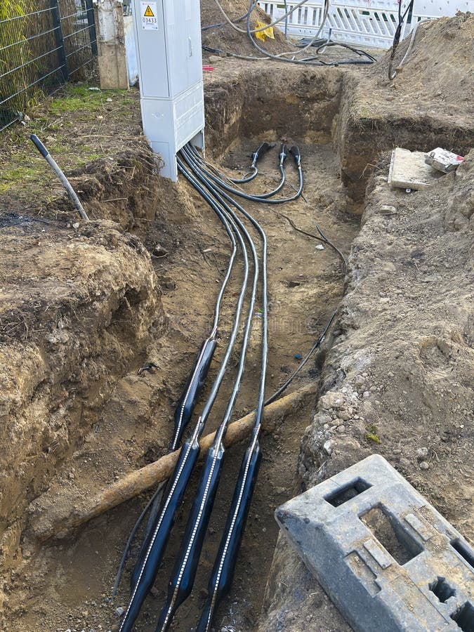 Excavation Pit New Power Cables Distribution Box Stock Photos - Free ...