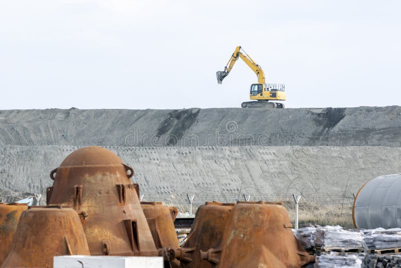 View of the Excavator is Working in the Construction Site. Stock Image ...