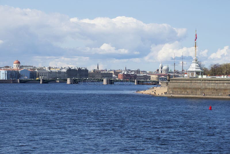 The View of the Exchange Bridge. Sunny May Day. Saint Petersburg ...