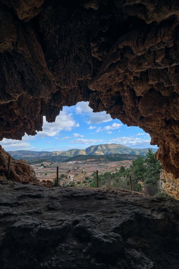 View of the Exit from the Cave in the Mountains Stock Image - Image of ...