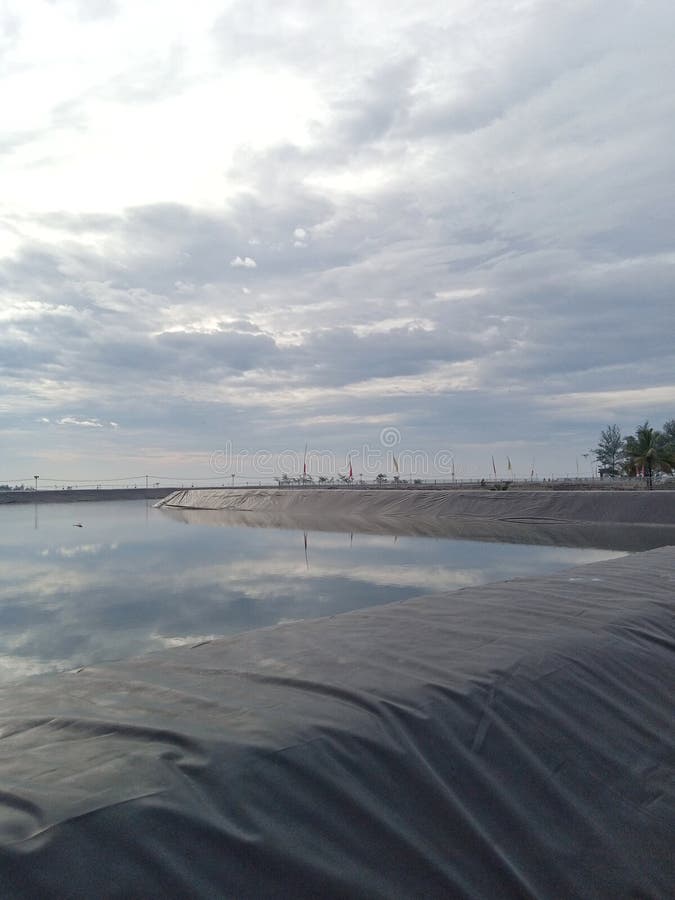 View of the Expansive Shrimp Pond by the Beach. Stock Image - Image of ...
