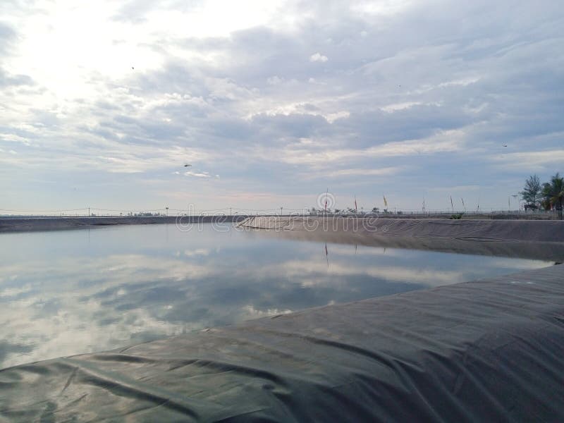 View of the Expansive Shrimp Pond by the Beach. Stock Image - Image of ...