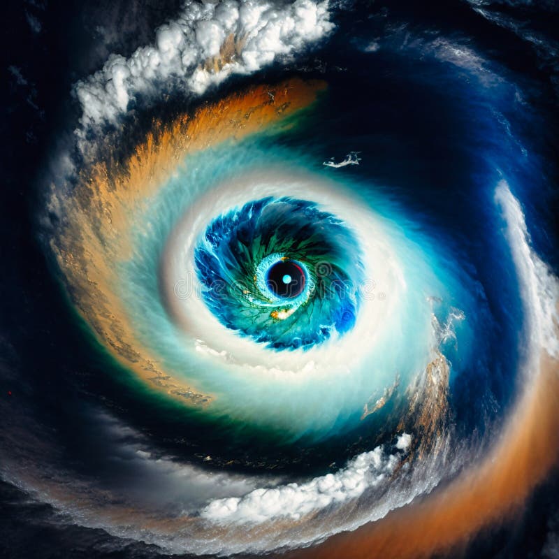 A View of the Eye of a Cyclone from Space, Generative AI Stock ...
