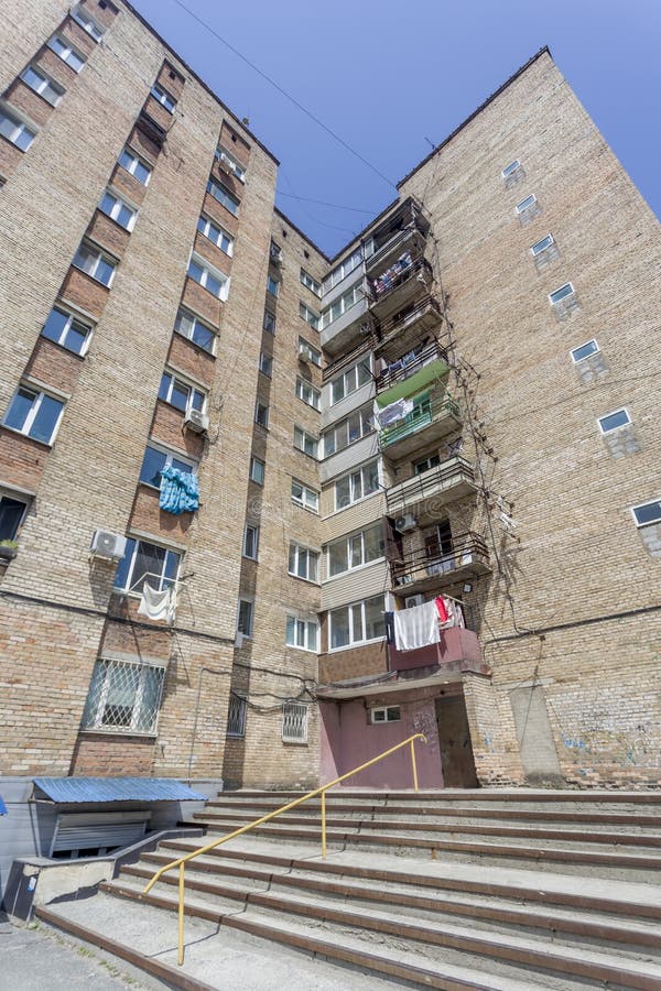 View on Facade of Cheap Residential Building. this is Common Type of ...