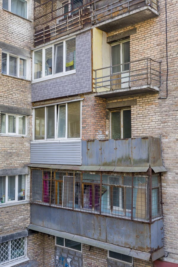 View on Facade of Cheap Residential Building. this is Common Type of ...