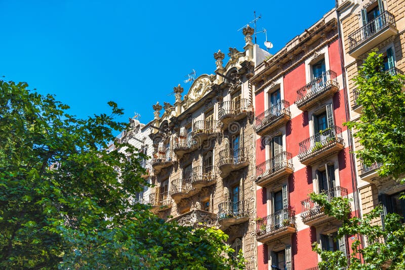 Facade of a Historic Building in the City Center, Barcelona, Catalonia ...