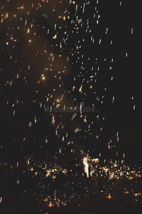 Falling Fire Flames on Black Stock Photo - Image of celebration ...