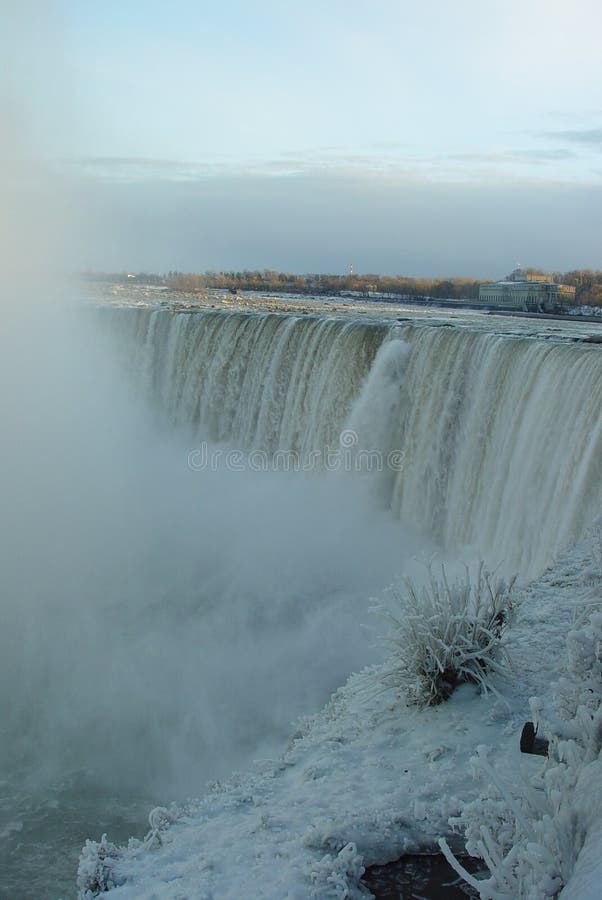 A View of the Falls Over Niagara Falls in the Winter Stock Photo ...