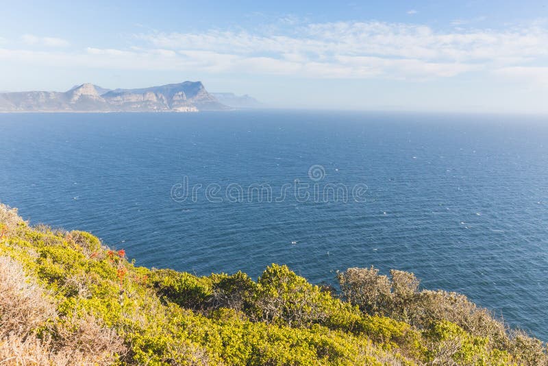 View of False Bay from Cape Point in Cape Town Stock Photo - Image of ...