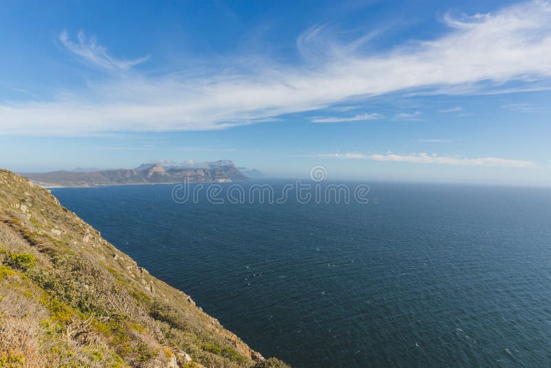 View of False Bay from Cape Point in Cape Town Stock Image - Image of ...