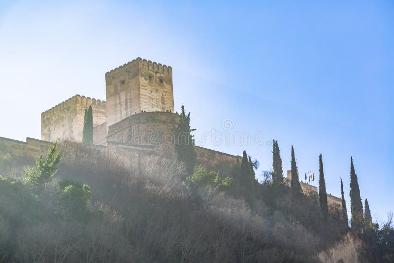 View of Famous Alhambra in Sunny Light in Granada, Spain Stock Photo ...