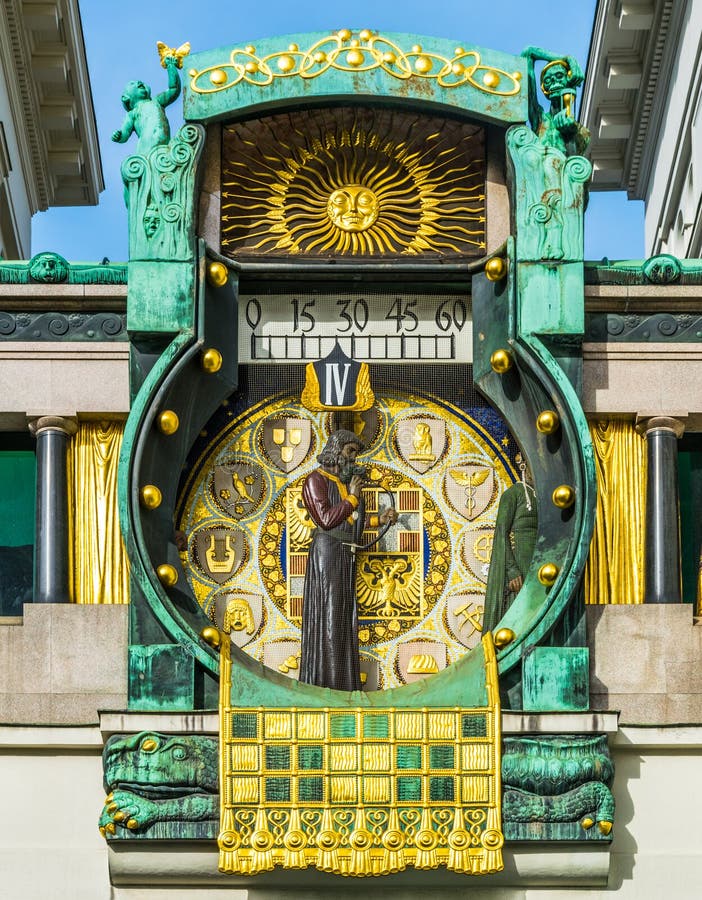 View of the Famous Ankeruhr Clock in the Historical Center of Vienna ...