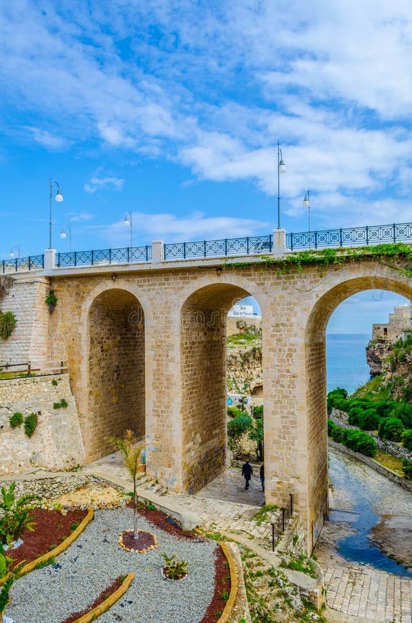 View of a Famous Bridge in the Italian Town Polignano a Mare...IMAGE ...