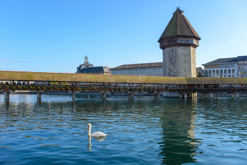View of the Famous Chapel Bridge in Lucerne Editorial Stock Photo ...