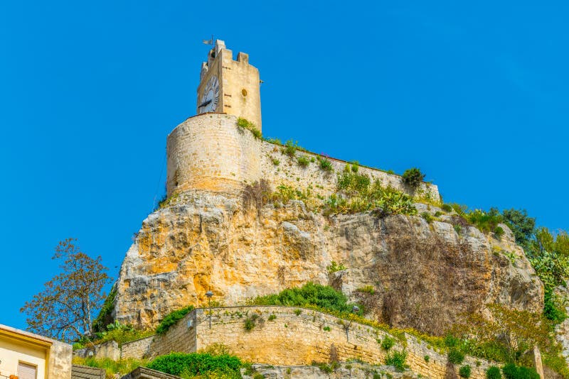 View of a Famous Clock Tower in the Conti Castle in Modica, Sicily ...